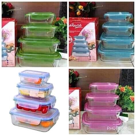 Signature 4pcs set glass Food storage containers – Goldstar Novelty