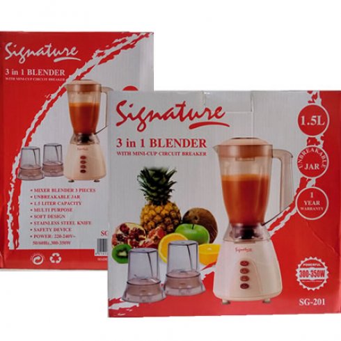 Signature 3 in 1 Blender with Grinder1.5 Ltrs – Goldstar Novelty